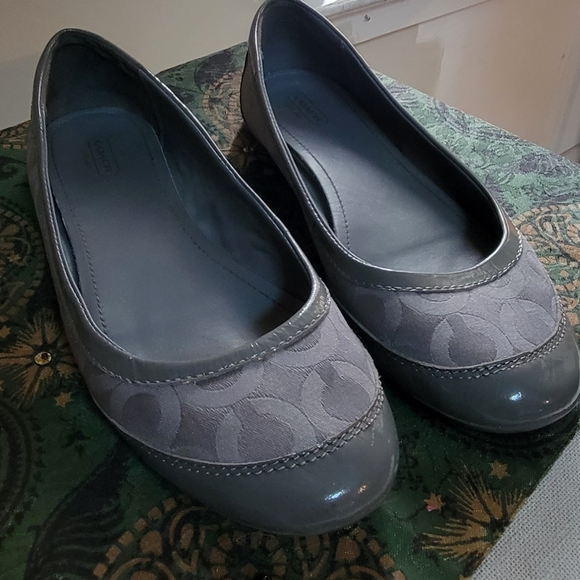 Coach | Shoes | Coach Logo Cap Toe Ballet Flats Gray | Poshmark